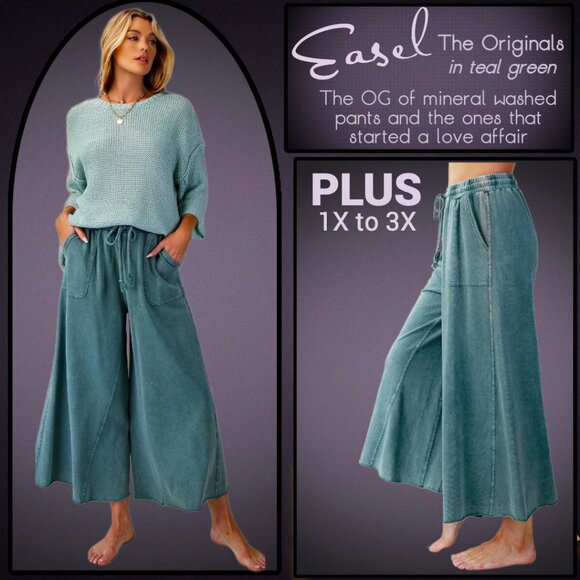 easel | Pants & Jumpsuits | Easel The Originals Mineral Washed Wide Leg ...